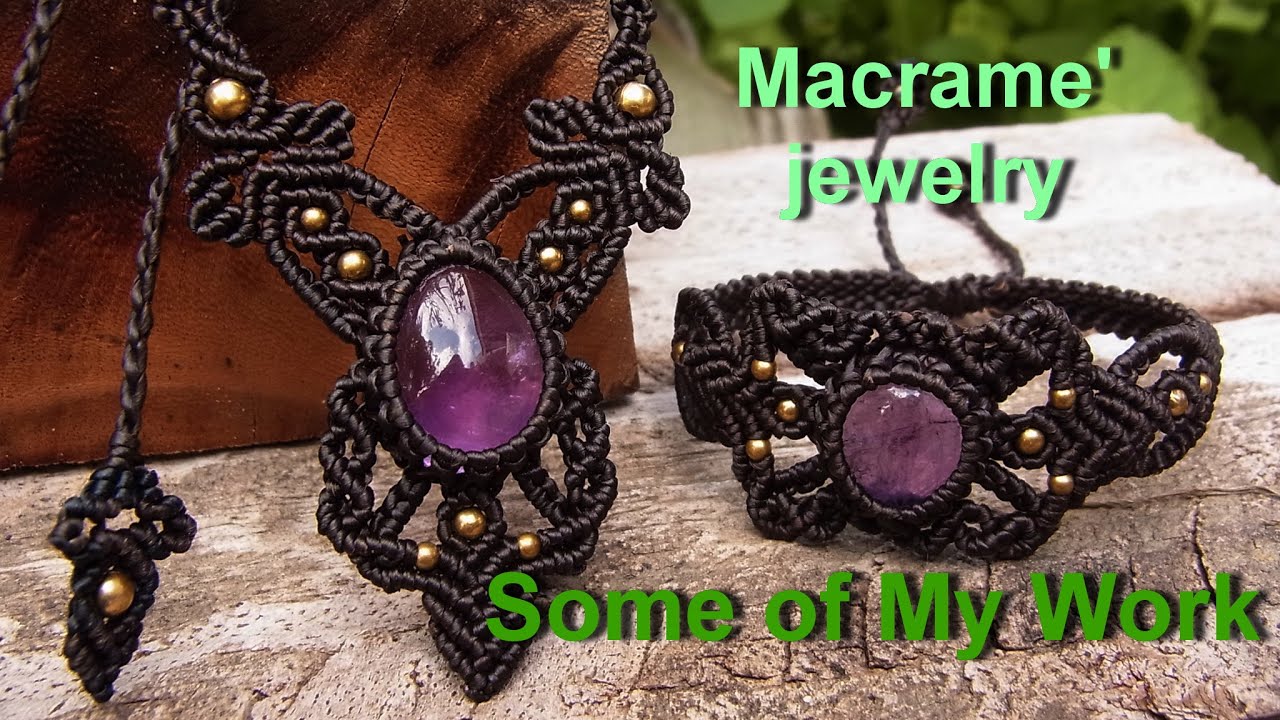 Review macrame knot stones handmade with waxed cord - YouTube
