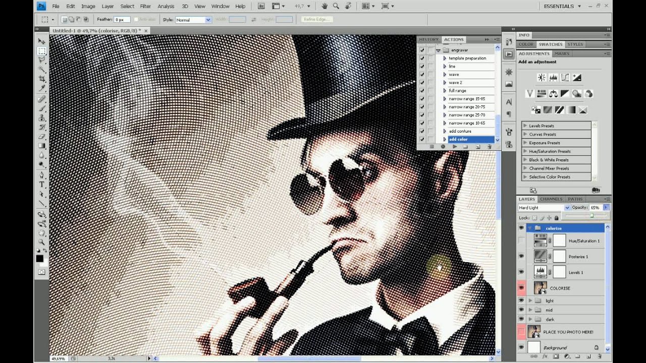 HQ Engraver Photoshop Action - YouTube