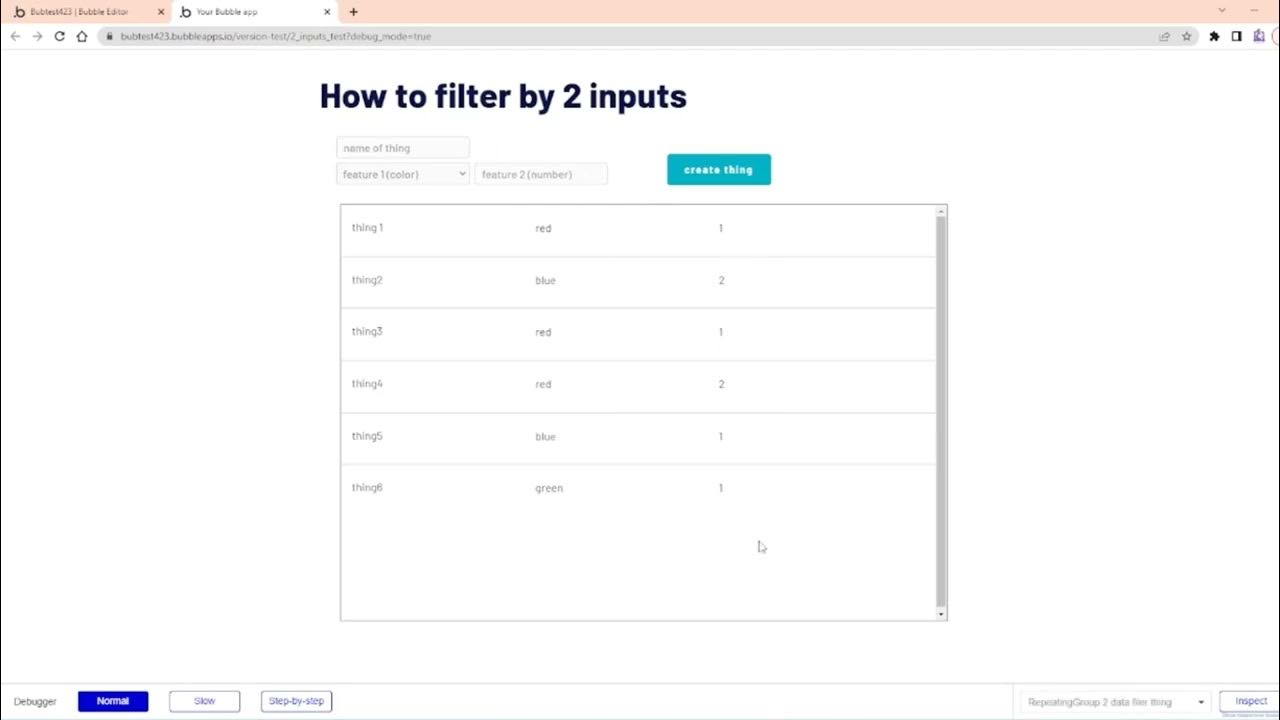 Bubble Tutorial - How to filter a repeating group by 2 inputs (How to Filter Repeating Groups ...