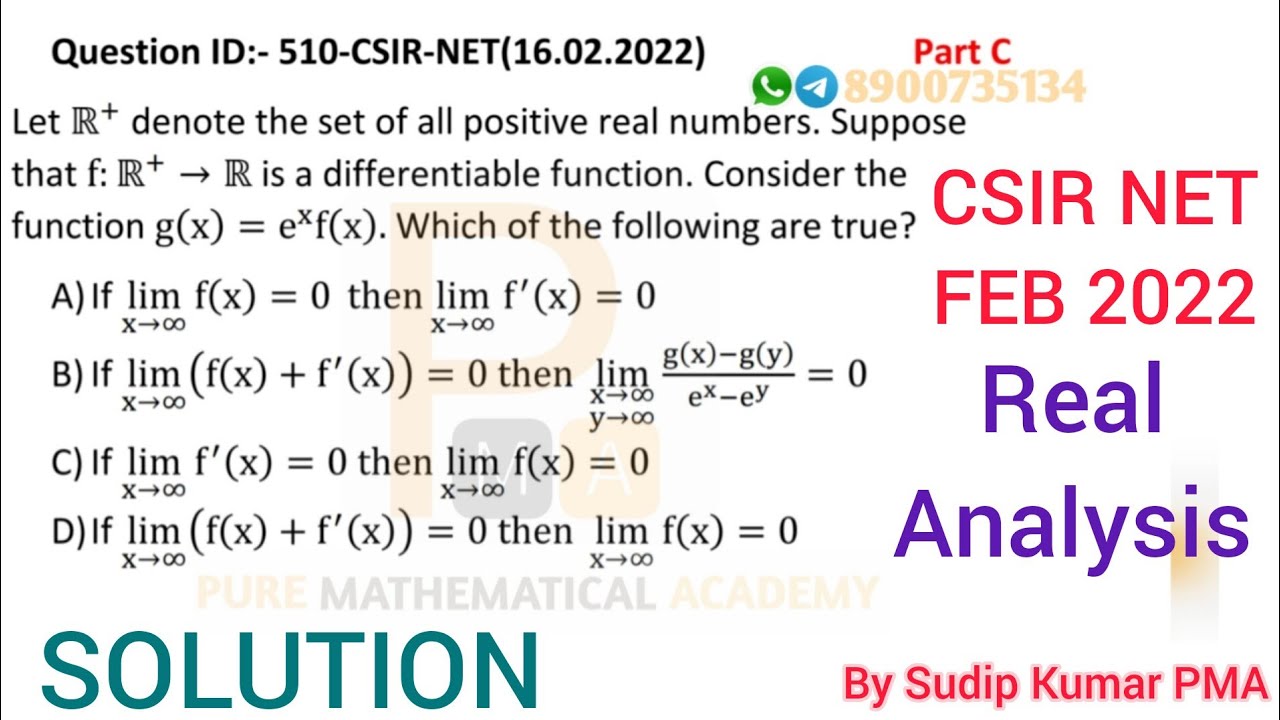 Csir Net Feb 2022 Mathematics Solution Real Analysis Solution Q Id 510 Part C Solution By