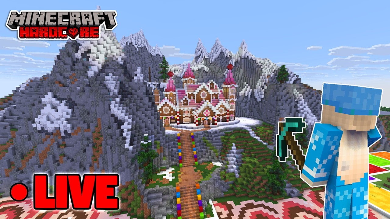 Hardcore Minecraft LIVE - Candyland Building + More (23,418 day world ...