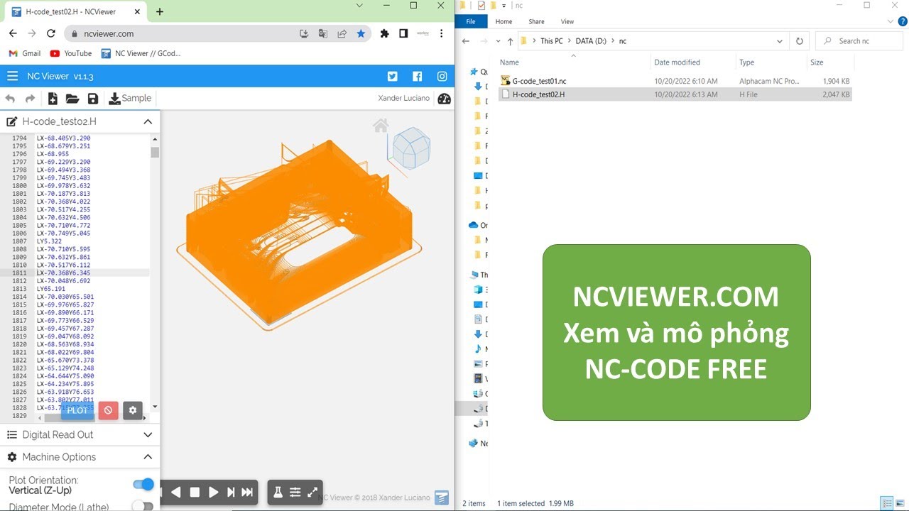 NCVIEWER.COM - mô phỏng đường chạy dao không cần cài phần mềm - YouTube