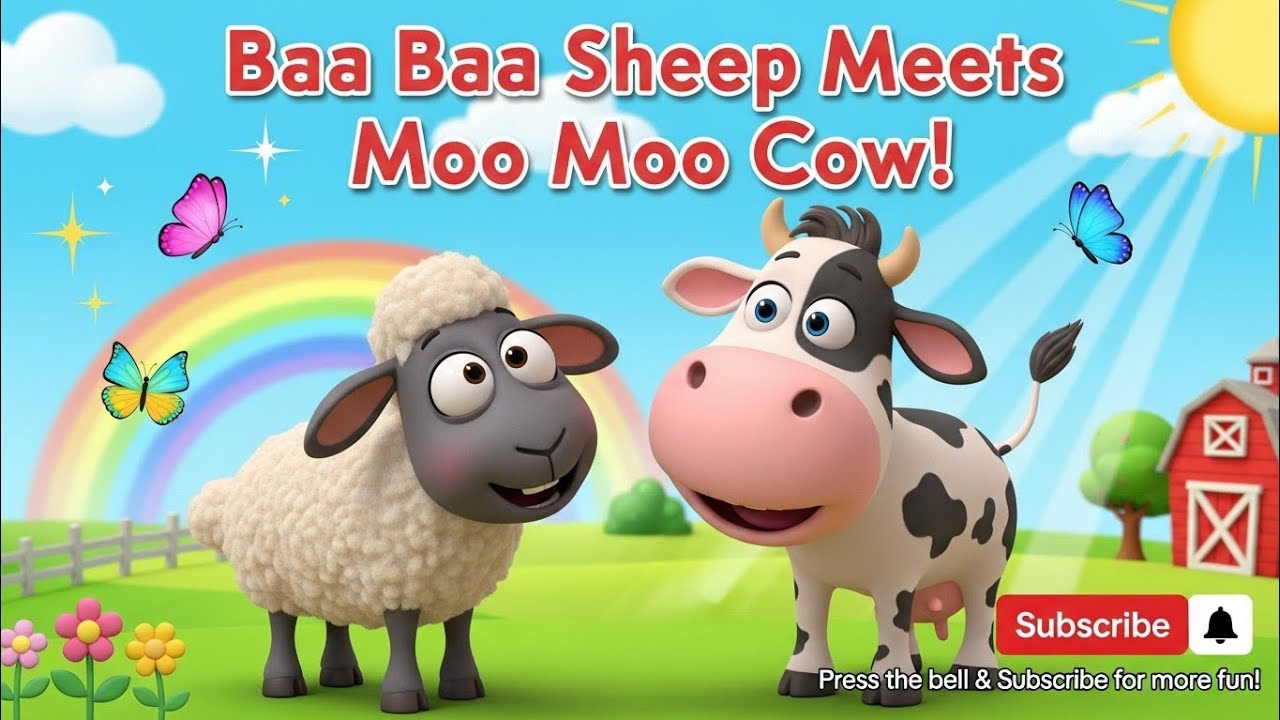 🌈 Baa Baa Sheep Meets Moo Moo Cow! 🐑🐄 | Fun New Nursery Rhyme & Animal ...