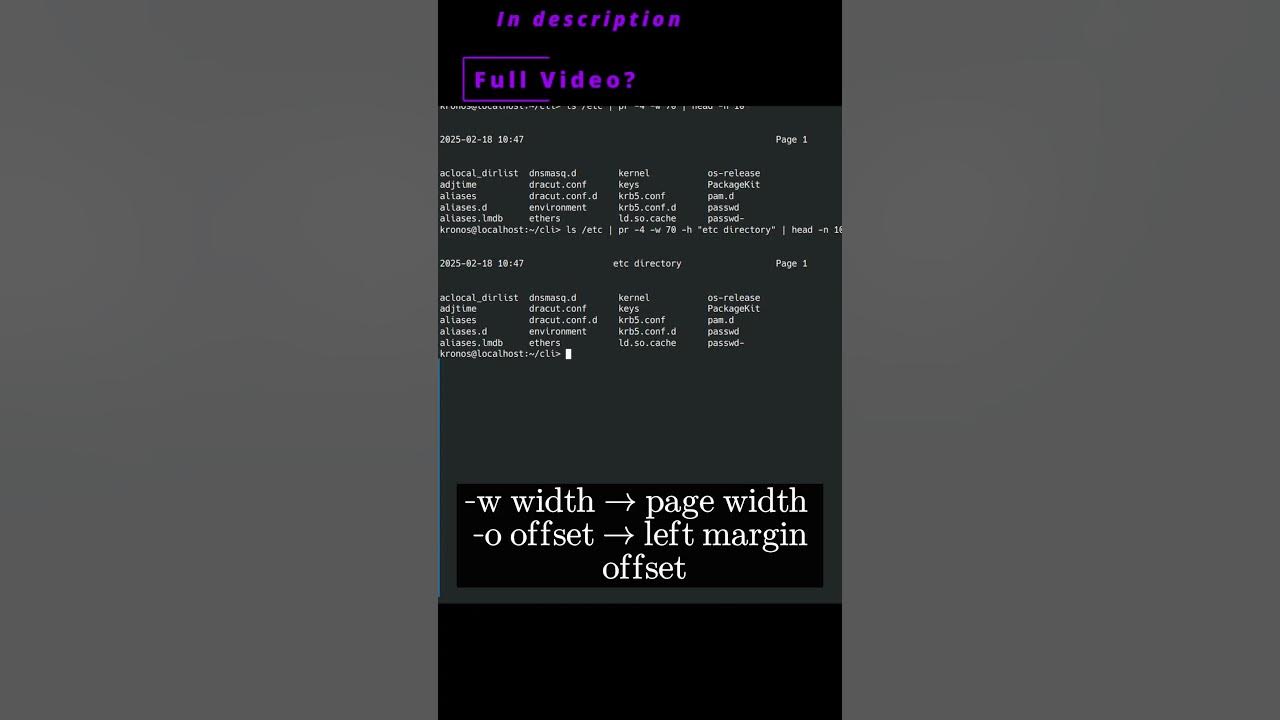 🐧 Linux CLI 51a 🐧 pr command for printing 🐧 #linux #shell #cli #konsole ...