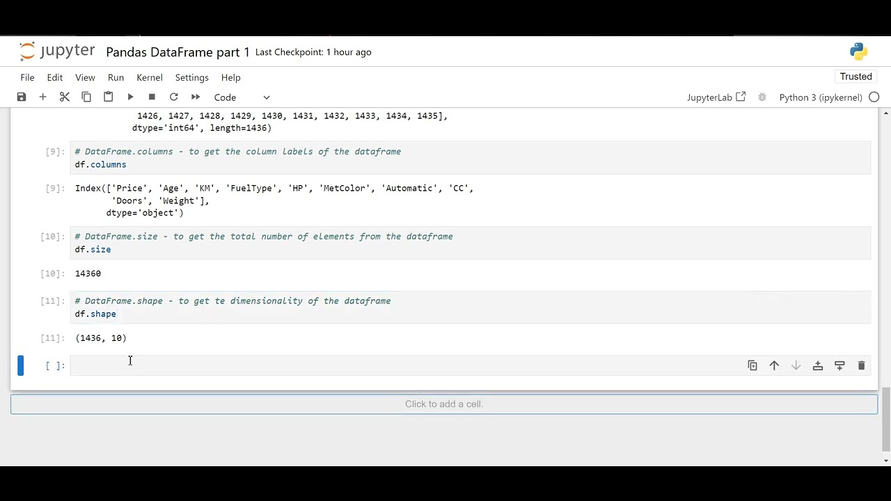 Data Science Using Python Pandas Dataframe Part 1 Youtube