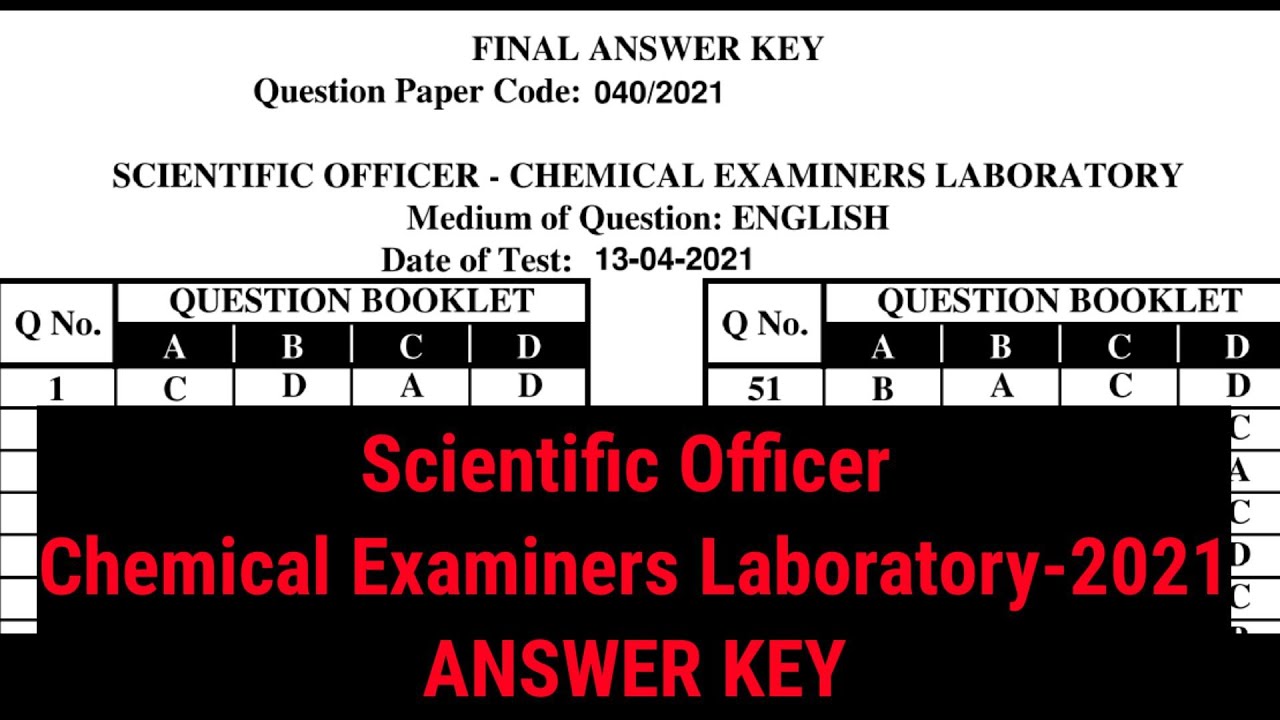 Scientific Officer Chemical Examiners Laboratory Answer Key 2021 scientific-officer-chemical-examiners-laboratory-answer-key-2021