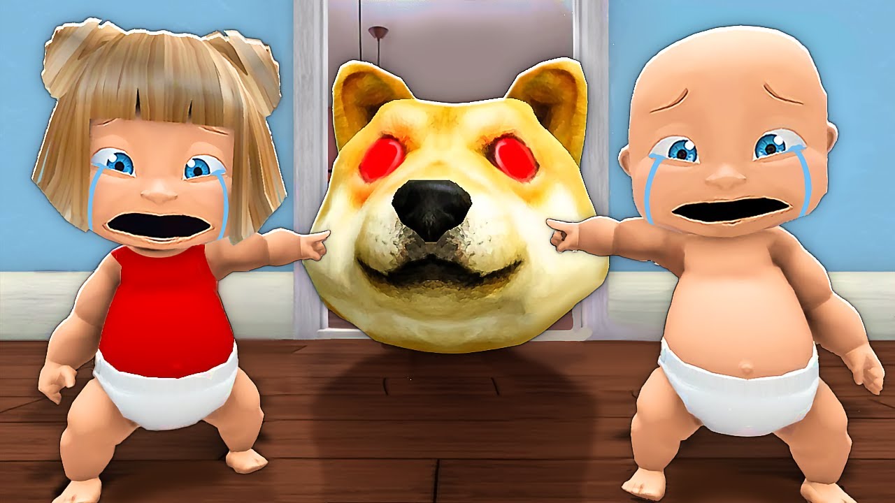Baby & Girlfriend Escape Angry Doge Head! - YouTube