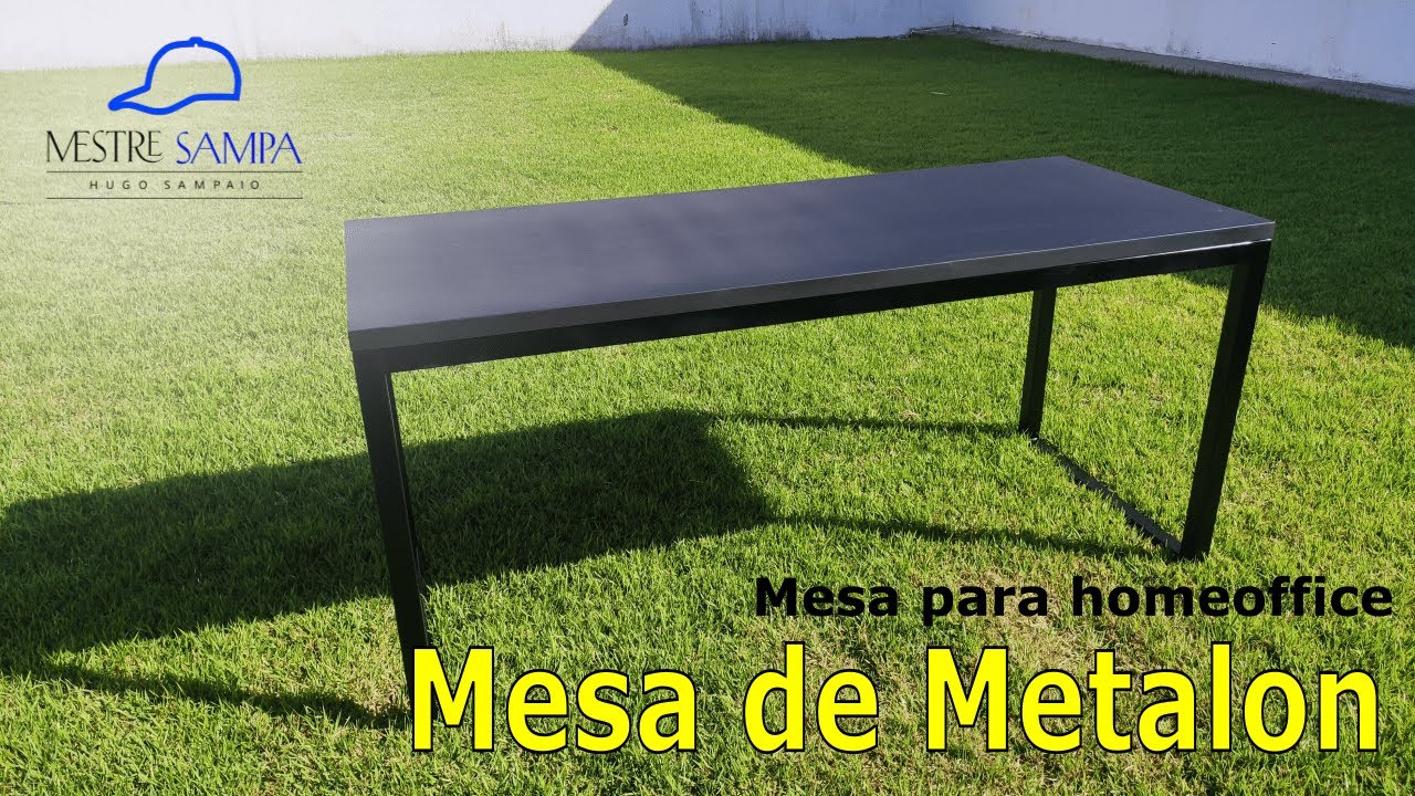 Mesa com tampo de compensado e Estrutura de metalon. - YouTube