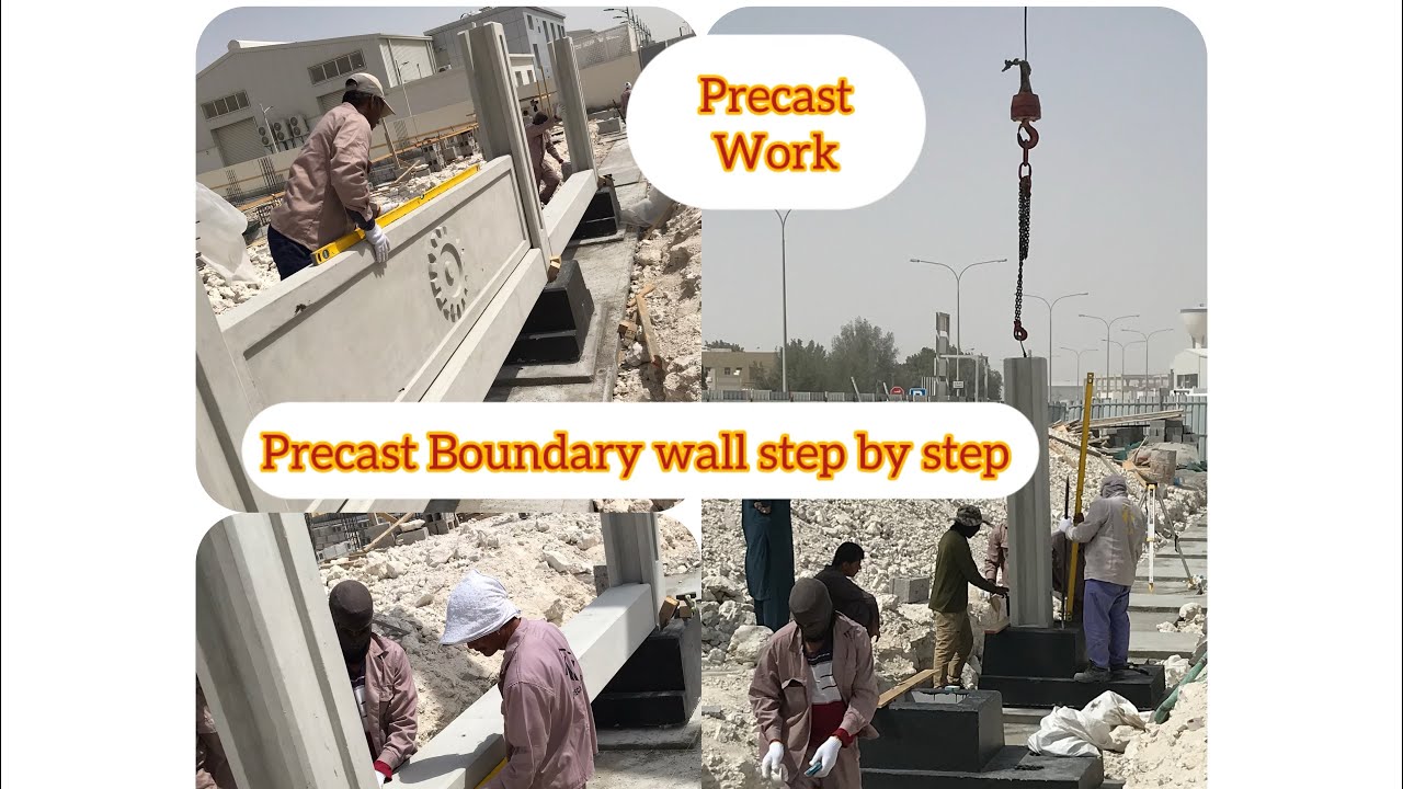 B- installation of precast footing ( precast boundary wall) Doha Qatar ...