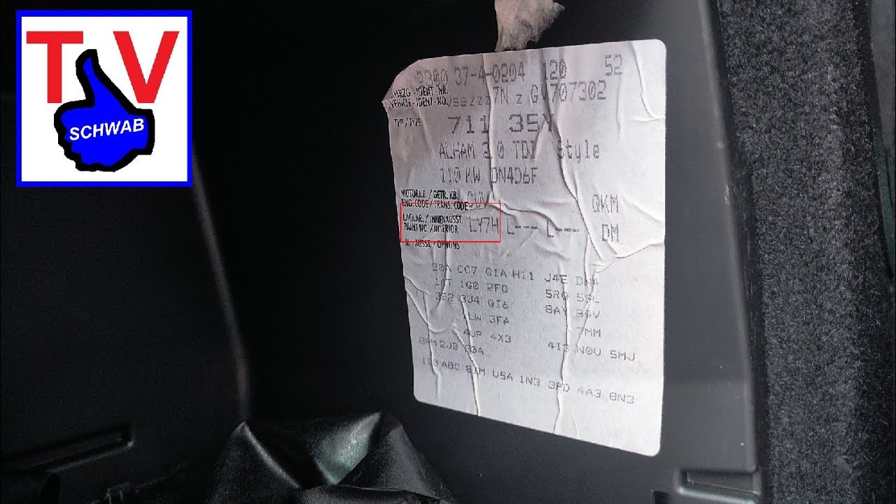 Farbcode herausfinden Auto / find colour code car / Seat Alhambra 7N VW Volkswagen Sharan ...