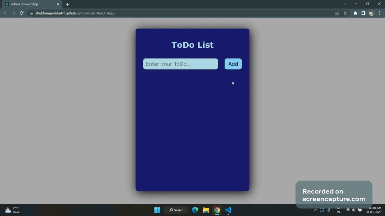 ToDo List React App | React.js | CN-Project - YouTube