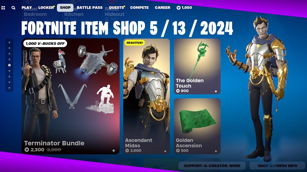 MIDAS RETURNS! Fortnite item shop 5/13/2024 - YouTube