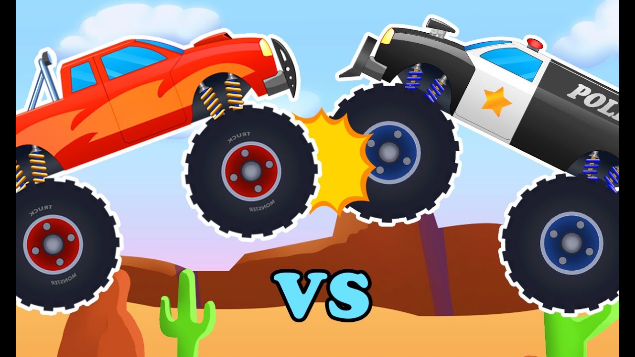 Monster Trucks Vs Police Monster Truck - Videos For Kids - YouTube