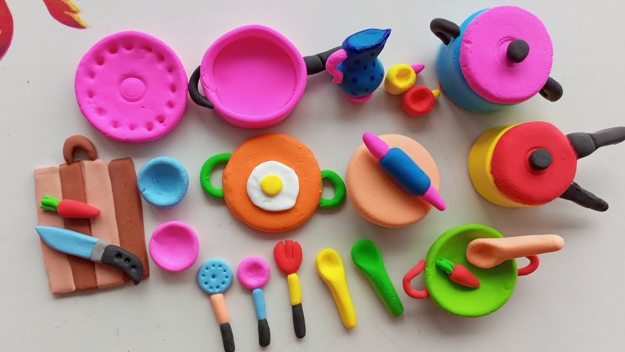 Amazing technique make kitchen set with polymer clay,🌸 Miniture kitchen ...