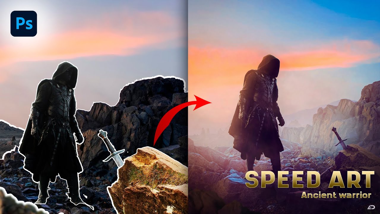 A sword in stone Photoshop Manipulation Tutorial | Speed Art - YouTube