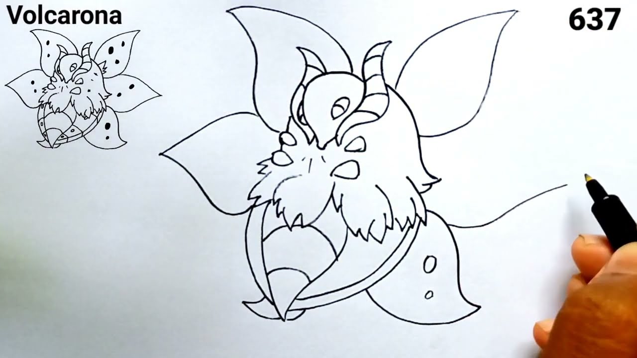 How to draw Volcarona From Pokémon | Pokemon Drawing 637 - YouTube