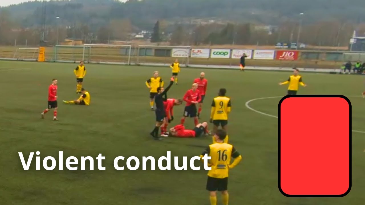 Referee situation: Red card - Violent conduct (2) - YouTube