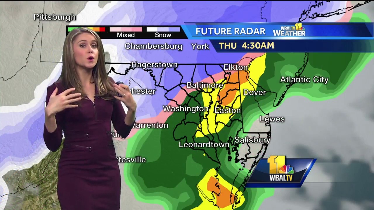 Winter weather arrives in Baltimore area - YouTube