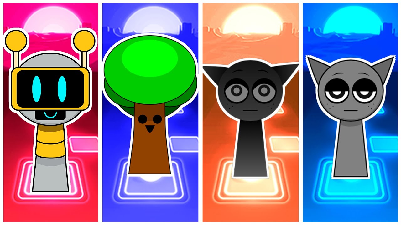 FUN BOT vs mr. TREE vs GRAY vs HORROR GRAY- TILES HOP EDM RUSH # ...