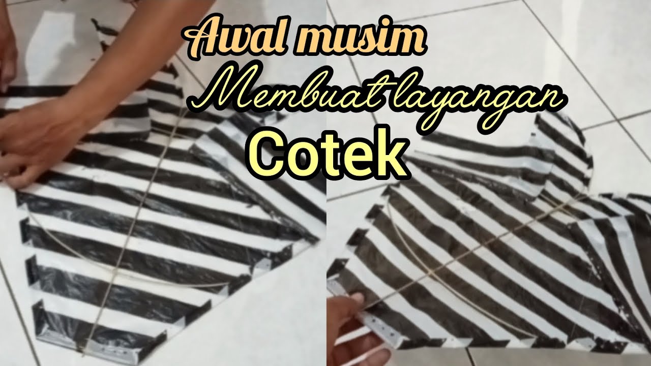 membuat layangan cotek dari semat, lidi bambu - YouTube