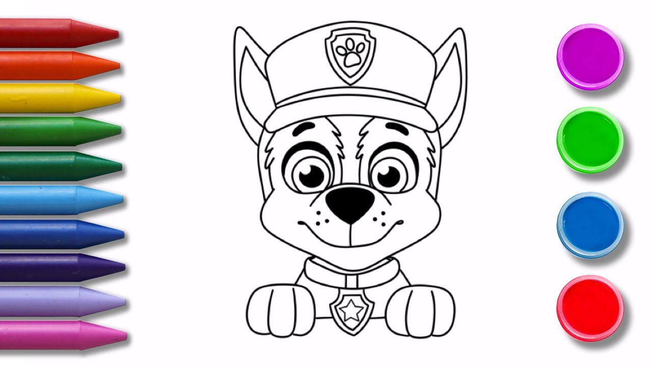 How to draw PAW PATROL CHASE for kids - Easy Color - Drawing Colouring ...