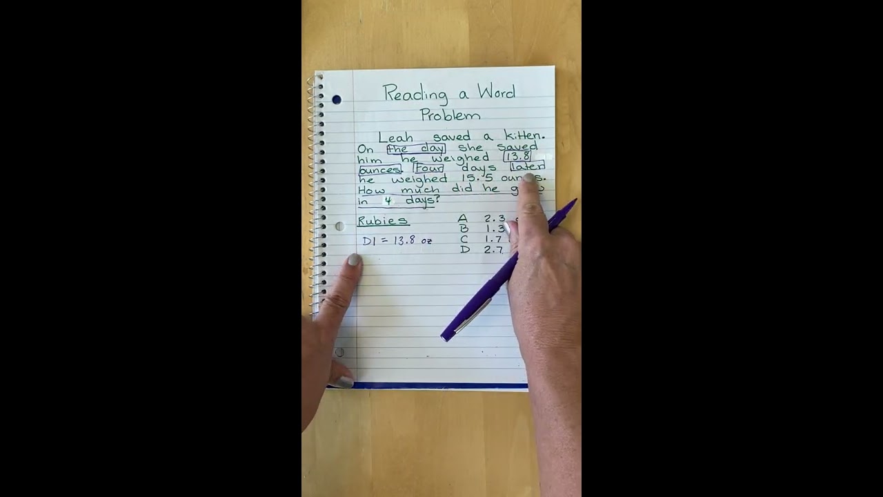 Reading a Word Problem Using Rubies Strategies - YouTube