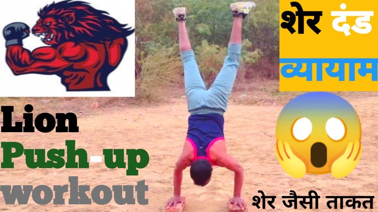 Lion 🦁 Push-up workout शेर दंड व्यायाम - YouTube