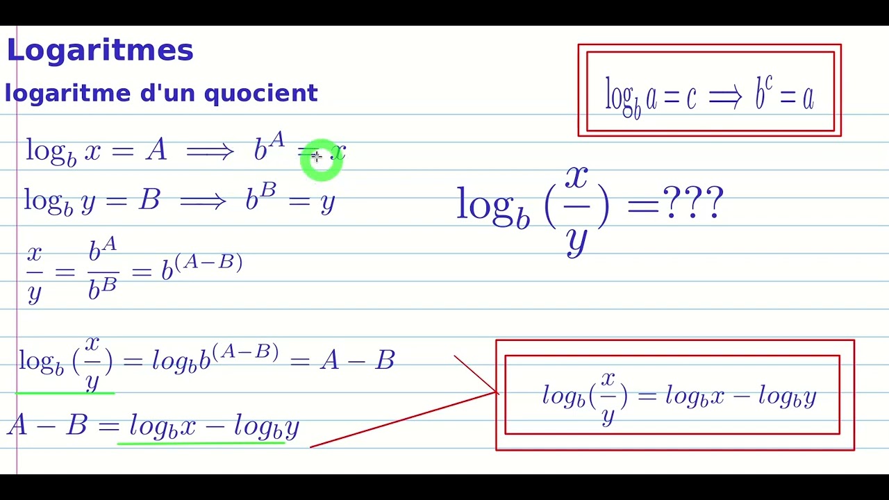 Logaritme d'un quocient - YouTube