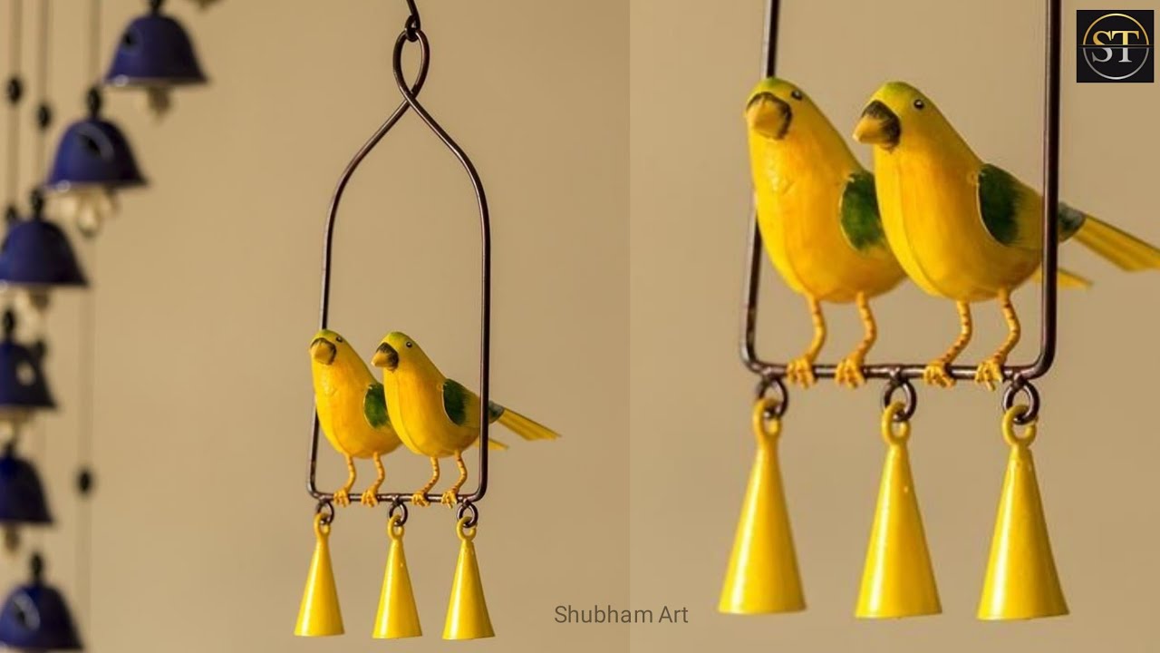 Best out of waste/Diy/Birds wind chimes diy idea/Easy bird hanging ...