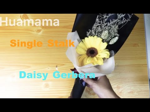 How to wrap single stalk flower bouquet - daisy Gerbera - YouTube