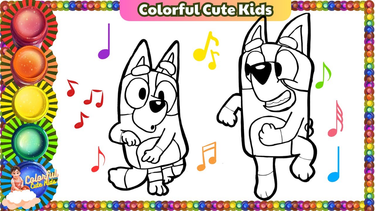 Drawing and Coloring Bluey and Bingo Dance 🐶 ️ Drawings For Kids | CCK ...