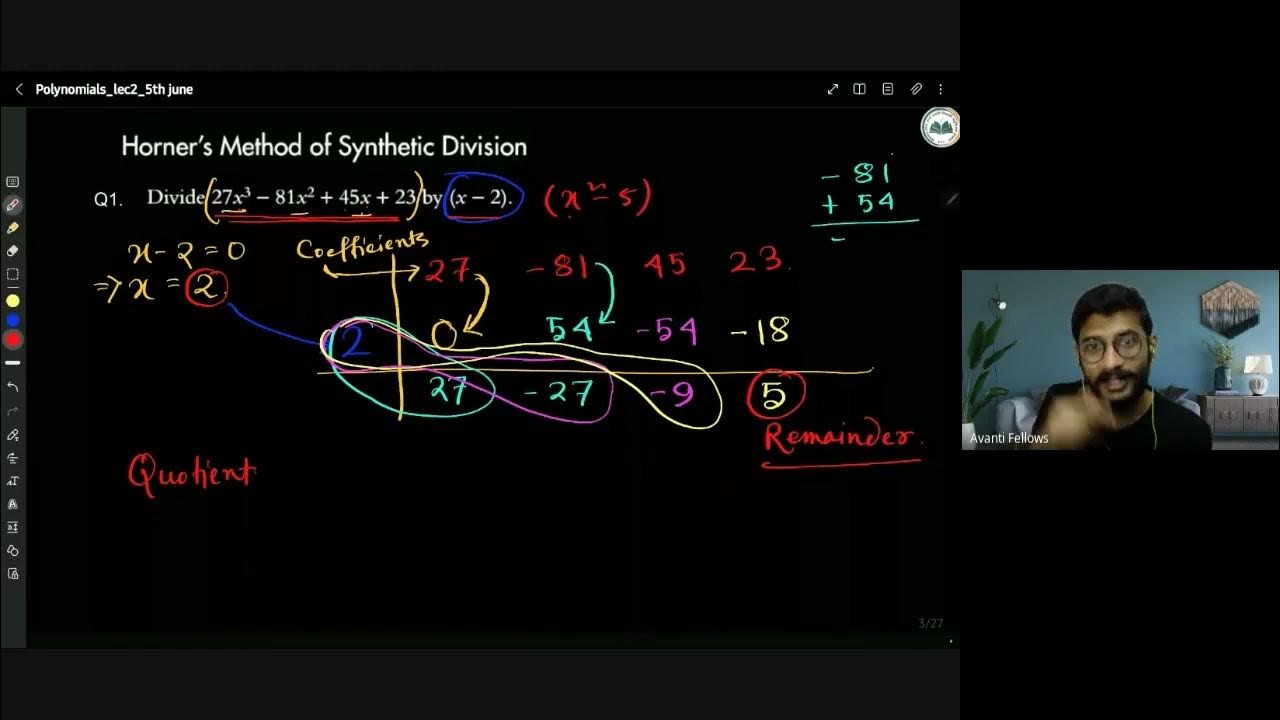 Horner’s Method of Synthetic Division, Factorization | 10th Math | 5th ...