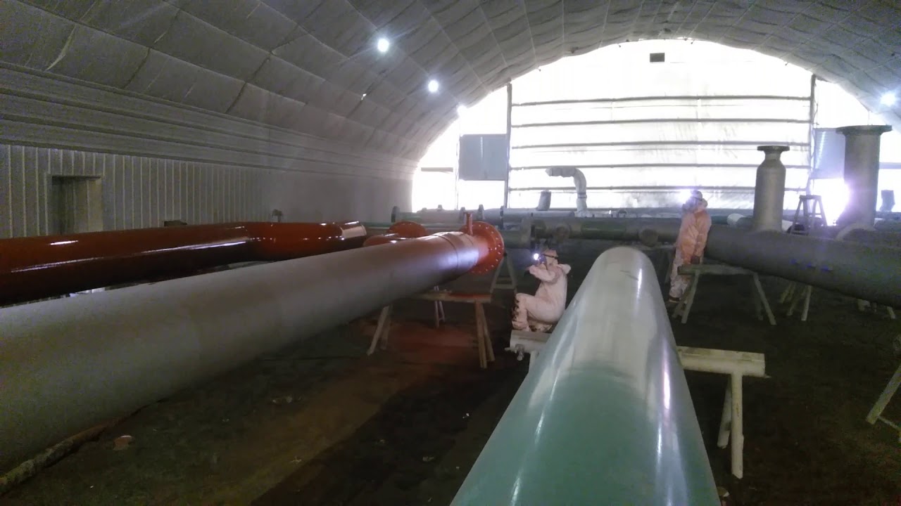 Sandblasting and coating pipe spools - YouTube