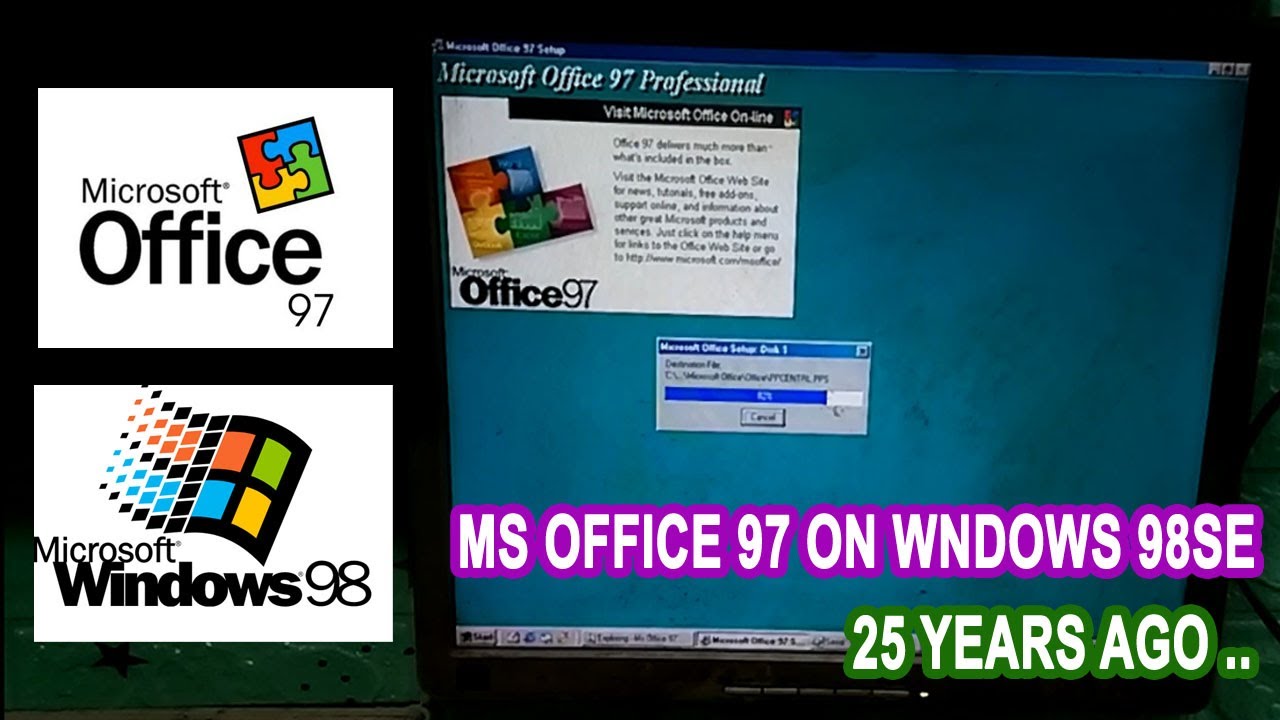 Microsoft Office 97 on windows 98se - Installation - YouTube
