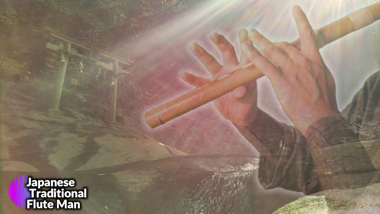 Japanese Traditional Flute + Important Japanese Sanctuary in the light ...