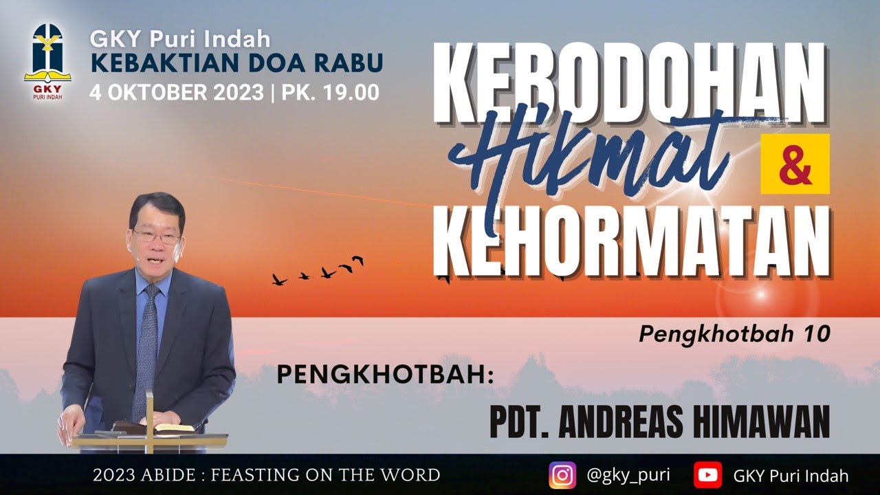 Kebaktian Doa| Kebodohan Hikmat & Kehormatan | Pdt. Andreas Himawan ...