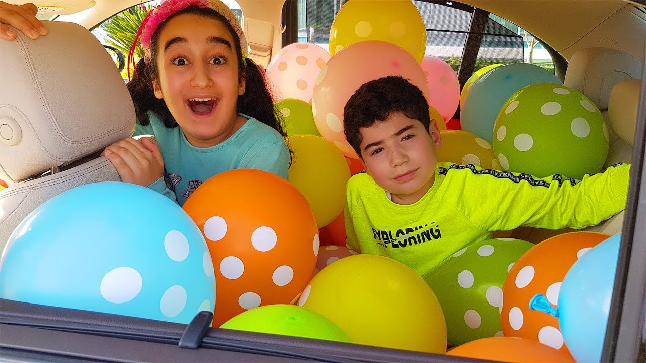 Kids car balloon pool, fun kid video - YouTube