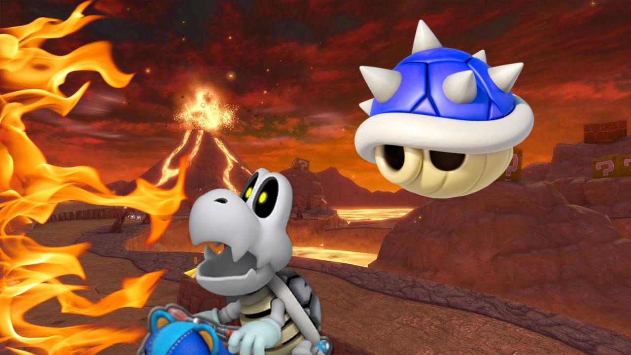 How To Tank A Blue Shell On Grumble Volcano - YouTube