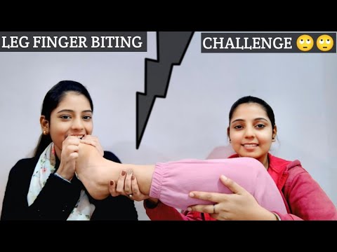LEG  FINGER  BITING  CHALLENGE 🙄😒#challenge #nishisistervloges #biting