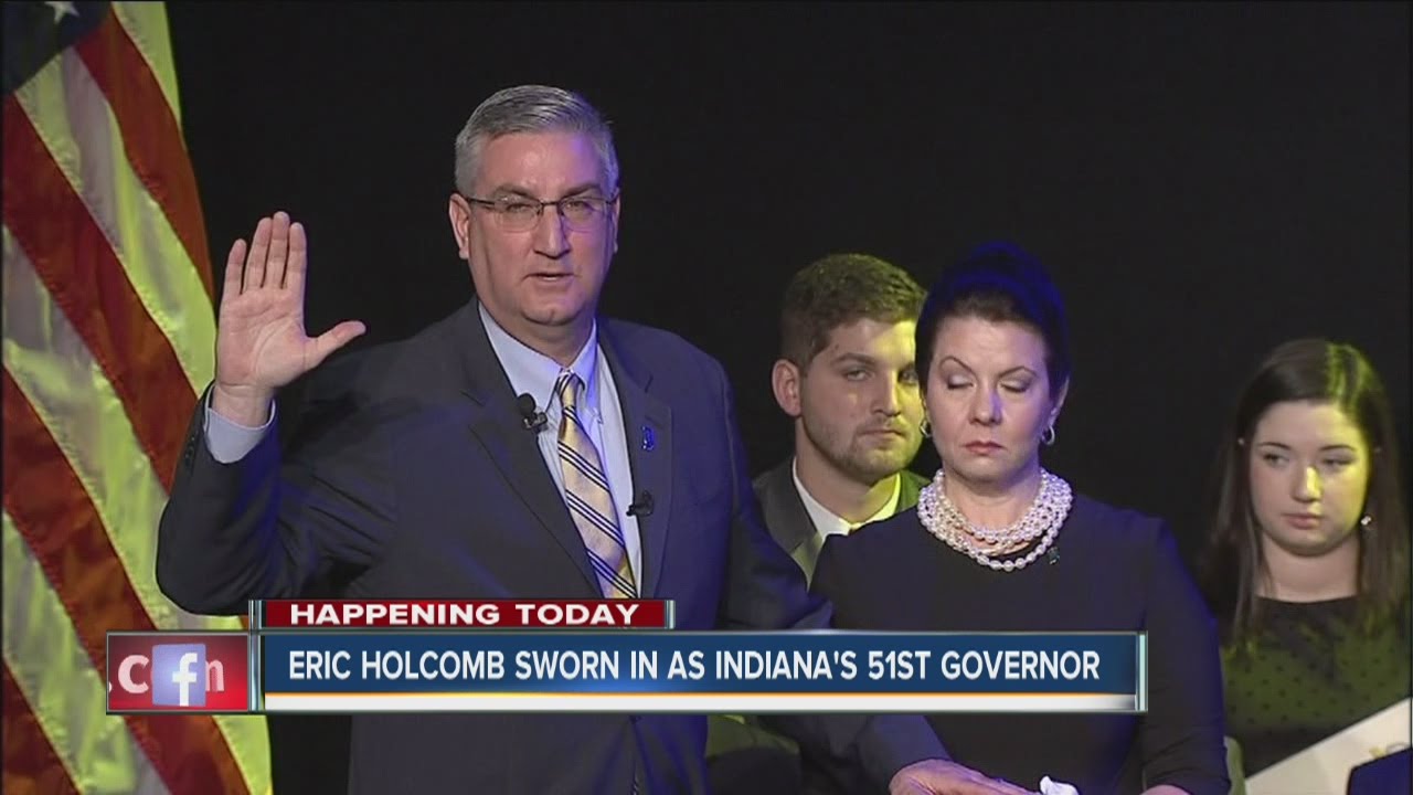 Eric Holcomb sworn in as Indiana's 51st Governor - YouTube