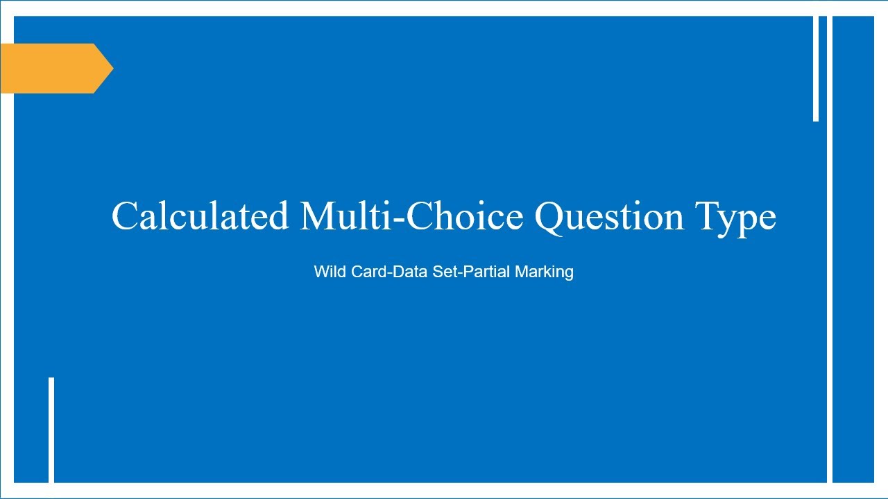 Calculated Multi-Choice Question Type in MOODLE - YouTube