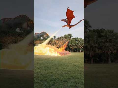 Dragon Attacks with Fire Breathing 🔥 🔥 #dragon #dragonattack #dinosaur #shorts