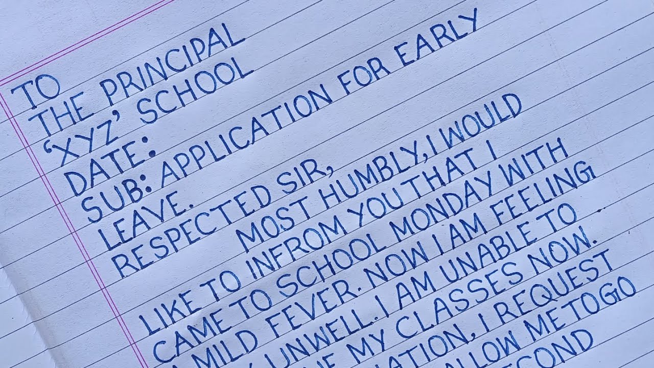 Application For Early Leave In English ll Early Leave Application In ...