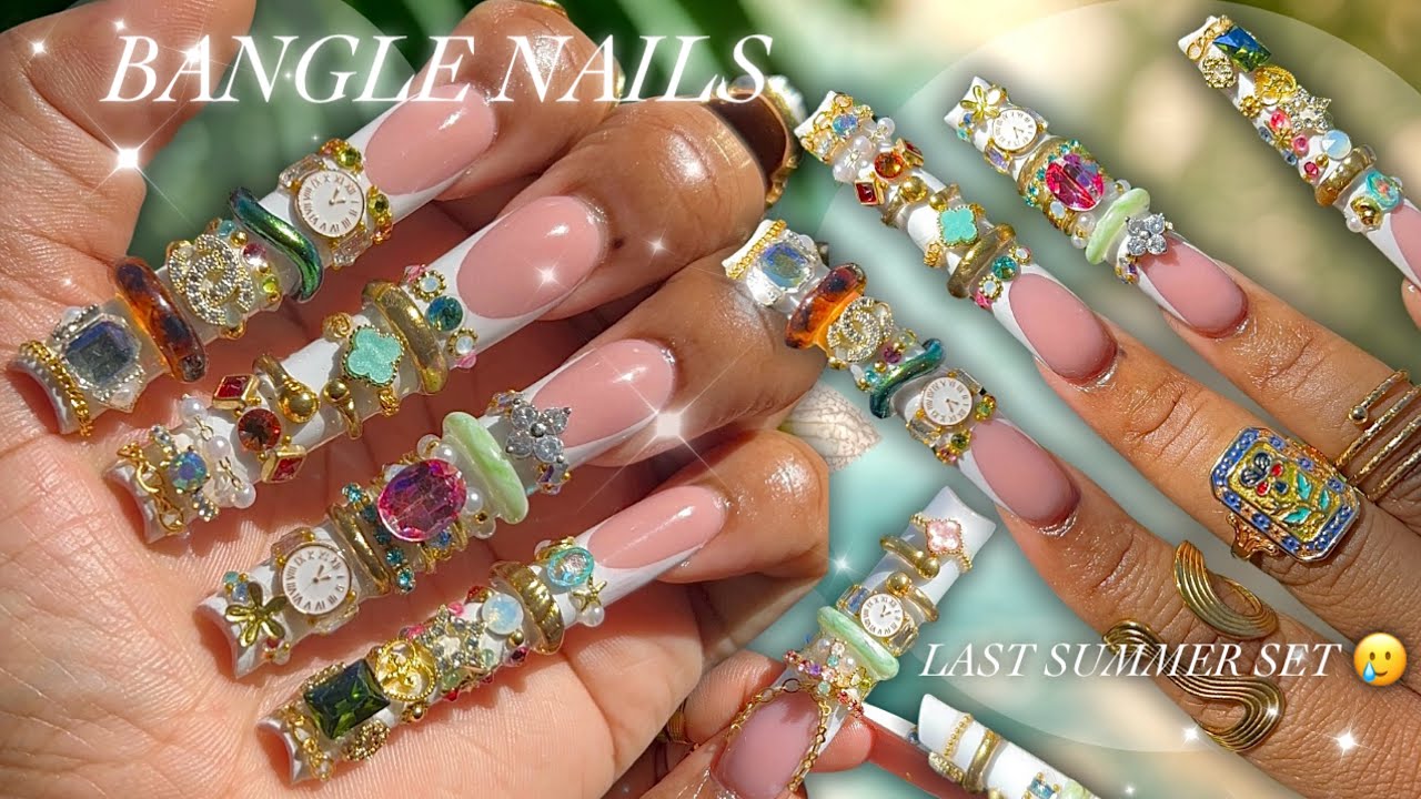 ️‍🔥 VIRAL BANGLE NAIL TREND ⚜️💎⏱️ HOW TO 3D BANGLES STEP BY STEP ...