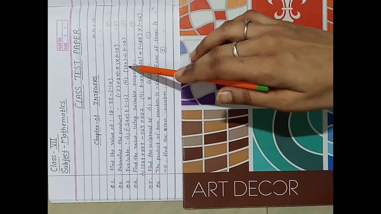 Class 7th Mathematics Chapter 1 Part 11 Test Paper Explanation class-7th-mathematics-chapter-1-part-11-test-paper-explanation