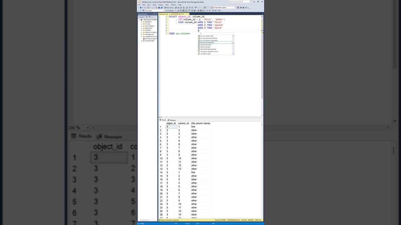 Sql Server In A Minute The Case Expression The Equivalent Of The Excel If Function Youtube