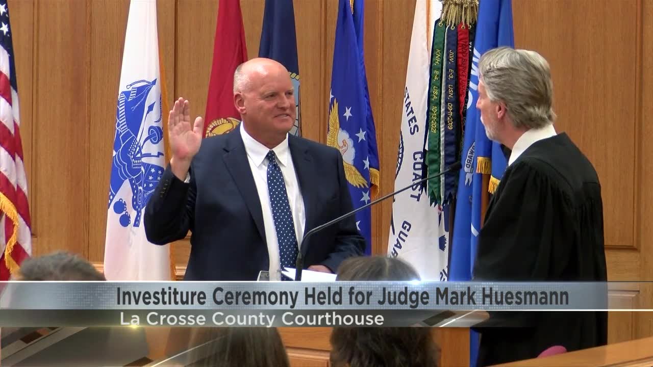 Investiture ceremony held for judge Mark Huesmann - YouTube