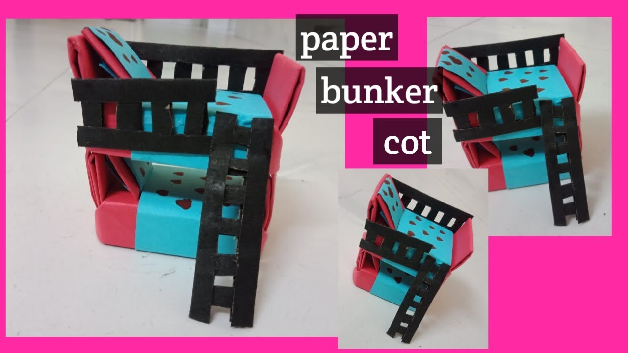 miniature bunk bed - diy cot making - paper crafts-origami bed easy ...