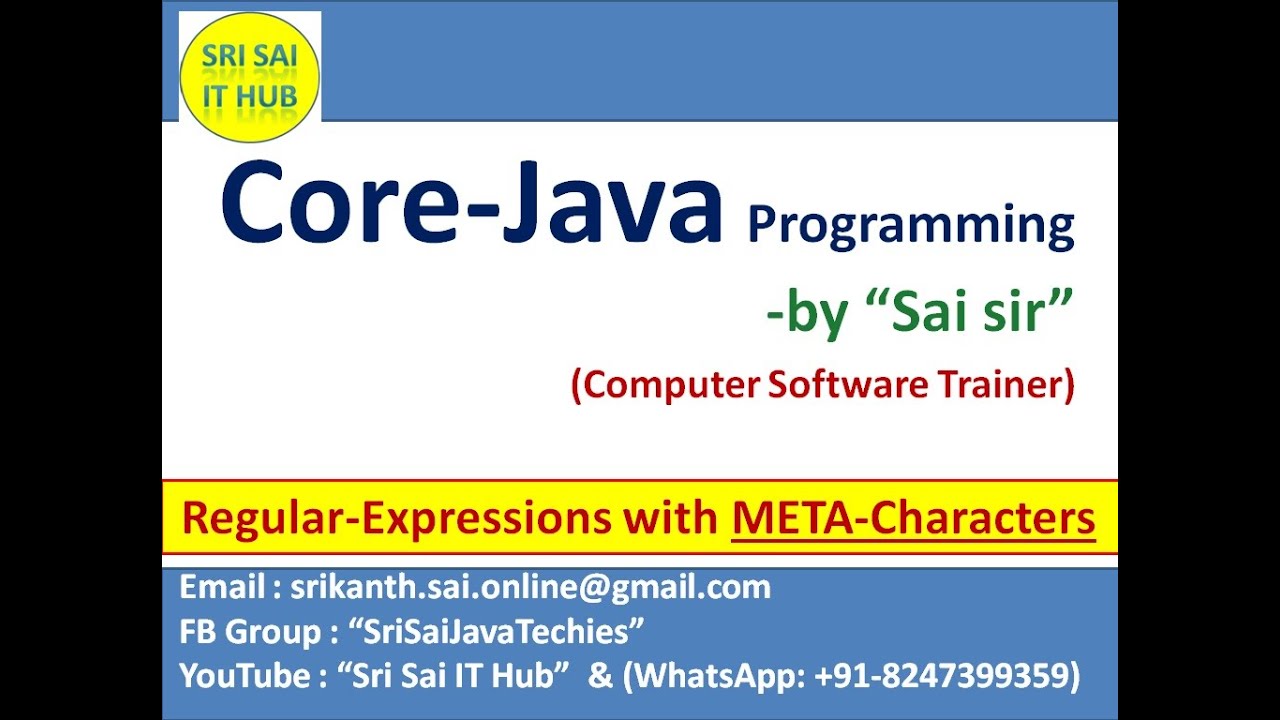 Java Regular Expressions With Meta Characters Java Regex Java Java Regular Expressions With Meta Characters Java Regex Java