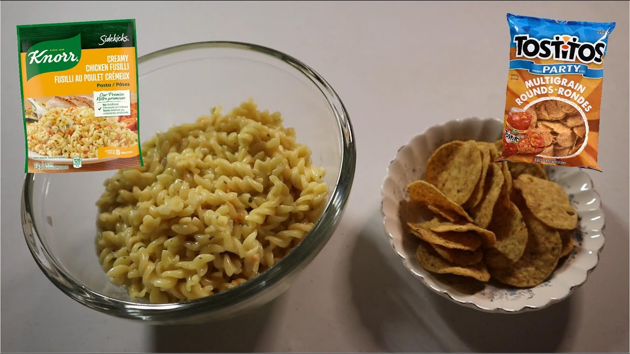 KNORR SIDEKICKS CREAMY CHICKEN FUSILLI & TOSTITOS MULTIGRAIN ROUNDS ...